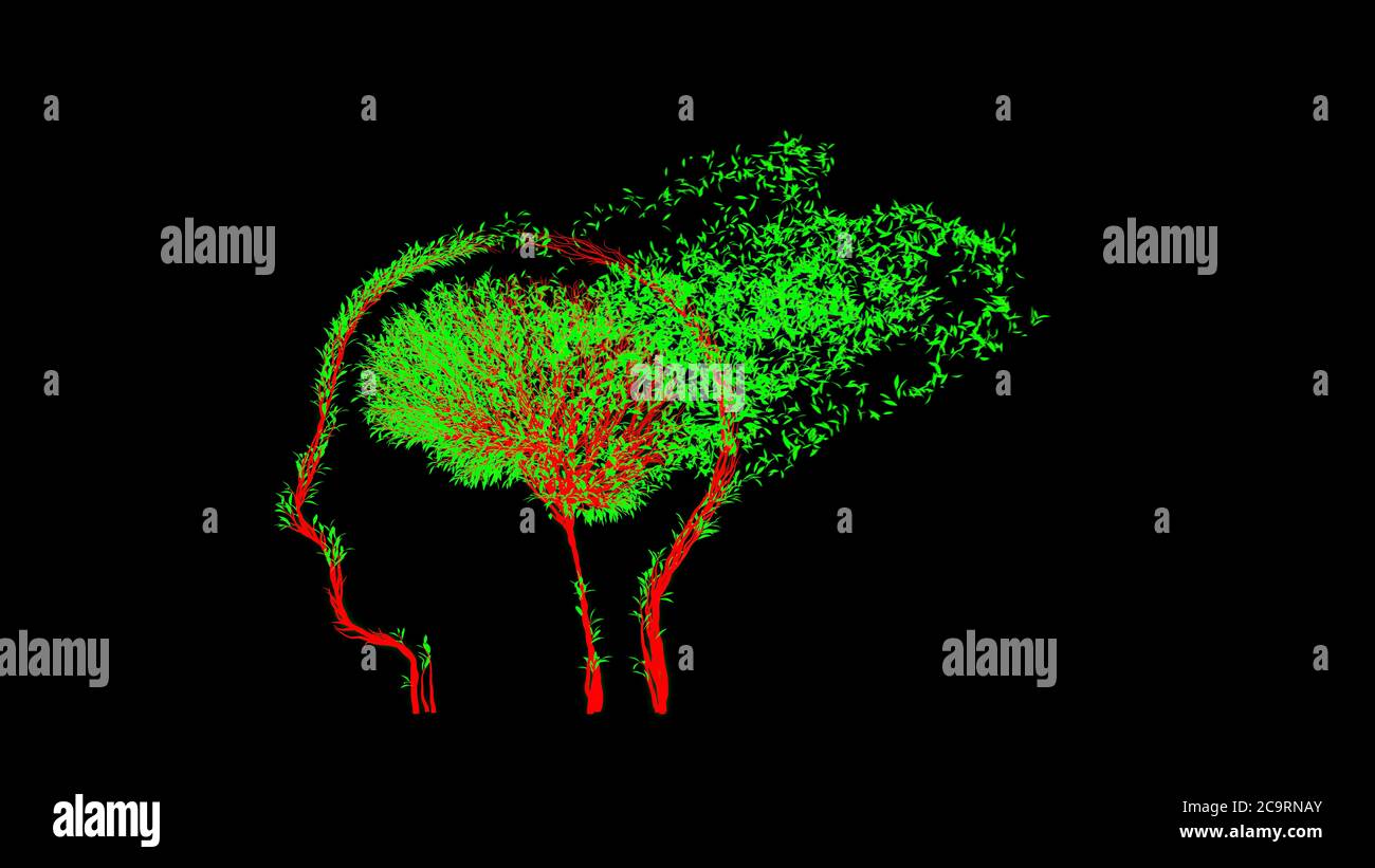 Growing Tree in a shape of human brain inside a head. Eco Concept. 3D ...
