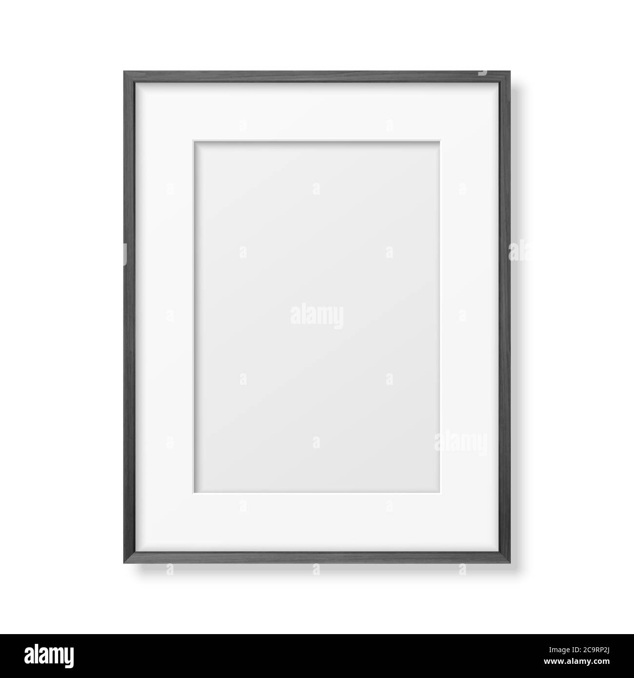 Vector 3d Realistic A4 Black Wooden Simple Modern Frame Icon Closeup ...