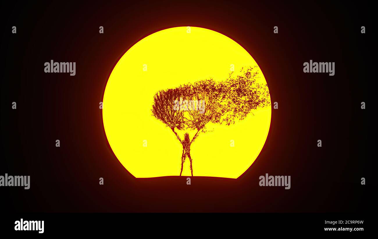 Silhouette of growing tree in a shape of Human. Eco Concept. 3D ...