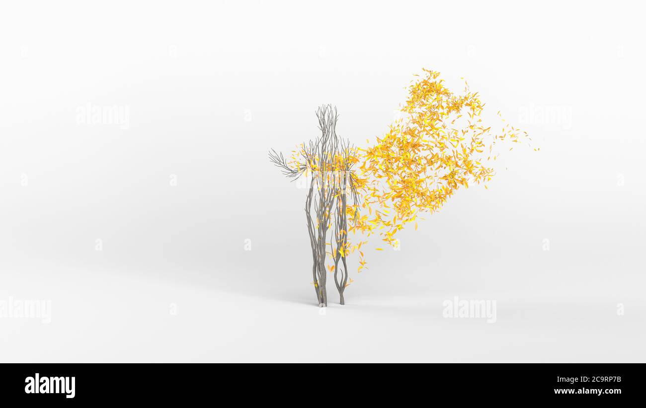 Growing Tree in a shape of a Human. Eco Concept. 3D rendering Stock ...