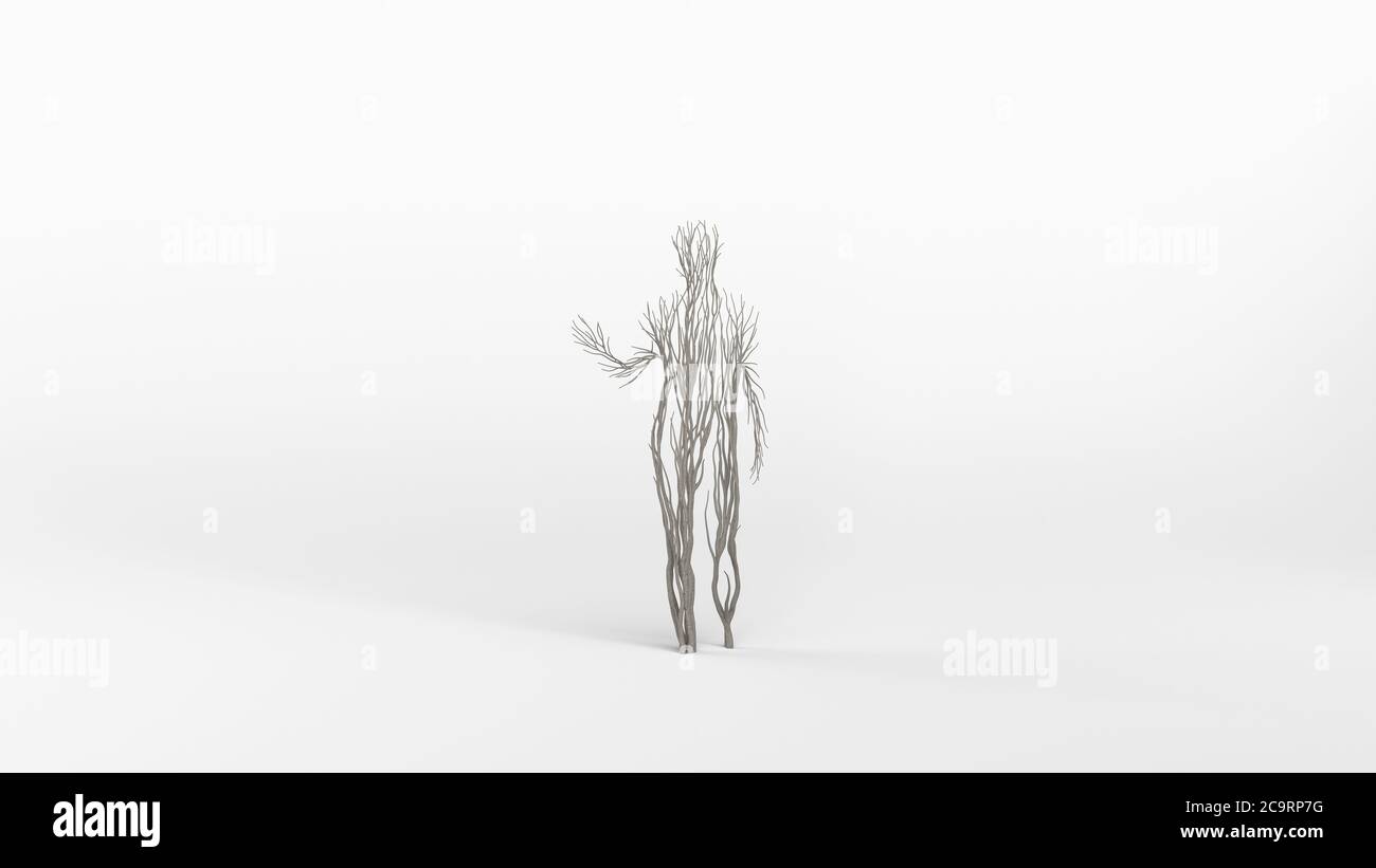Growing Tree in a shape of a Human. Eco Concept. 3D rendering Stock ...