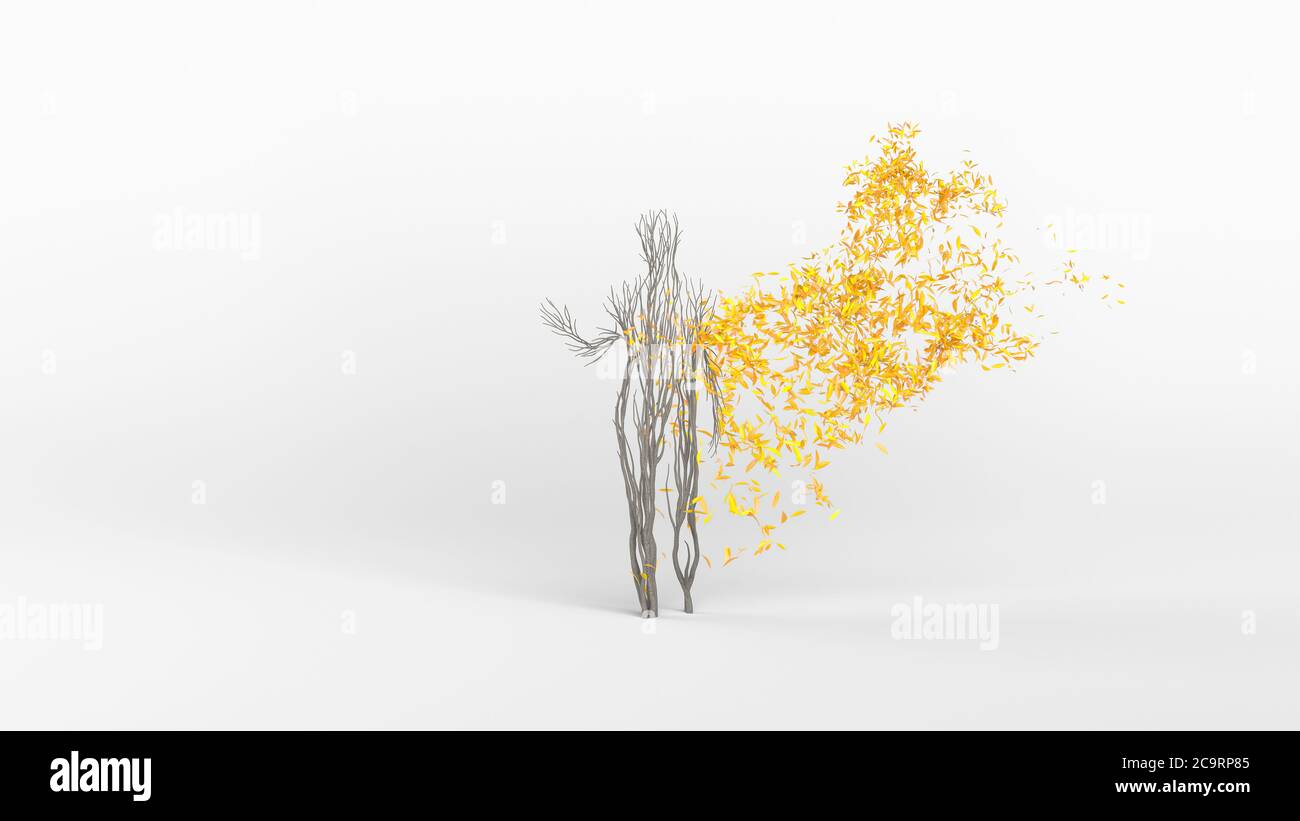 Growing Tree in a shape of a Human. Eco Concept. 3D rendering Stock ...