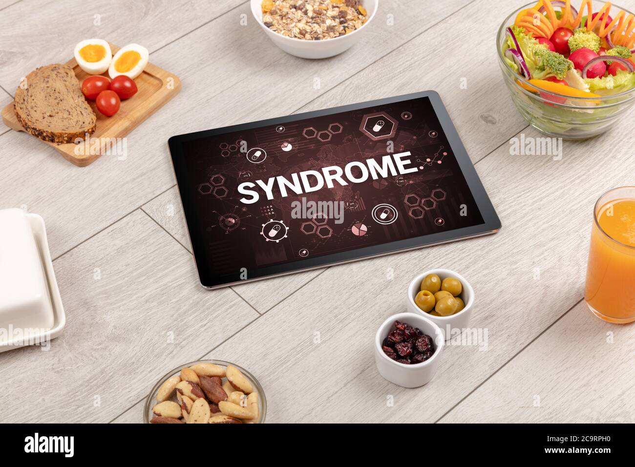 Healthy Tablet Pc compostion with SYNDROME inscription, immune system ...