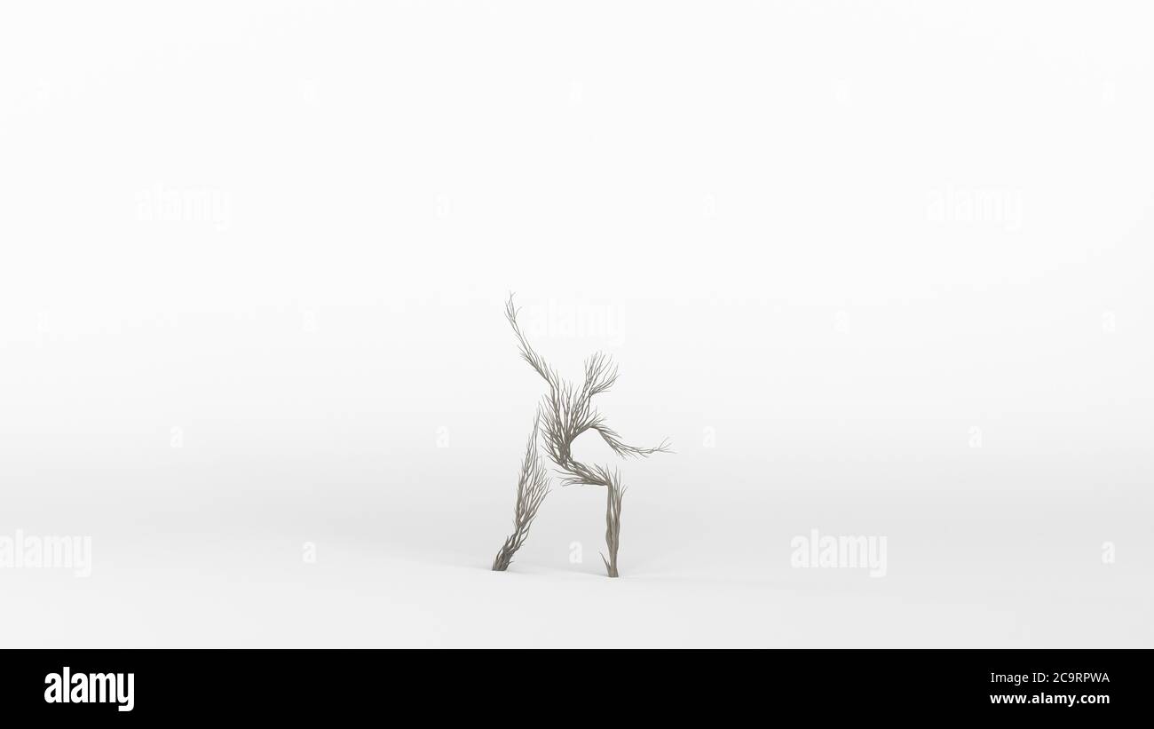 Growing Tree in a shape of a Human. Eco Concept. 3D rendering Stock ...