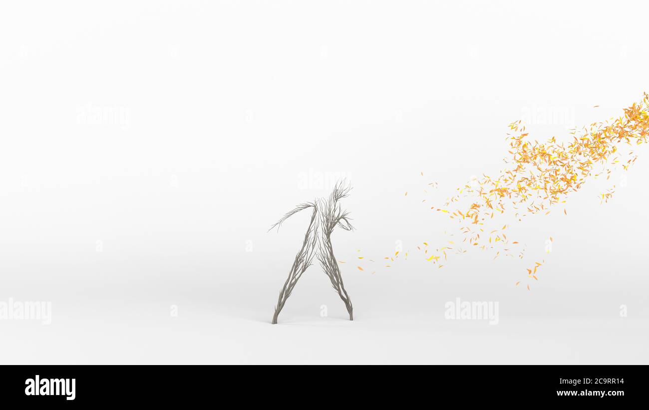 Growing Tree in a shape of a Human. Eco Concept. 3D rendering Stock ...