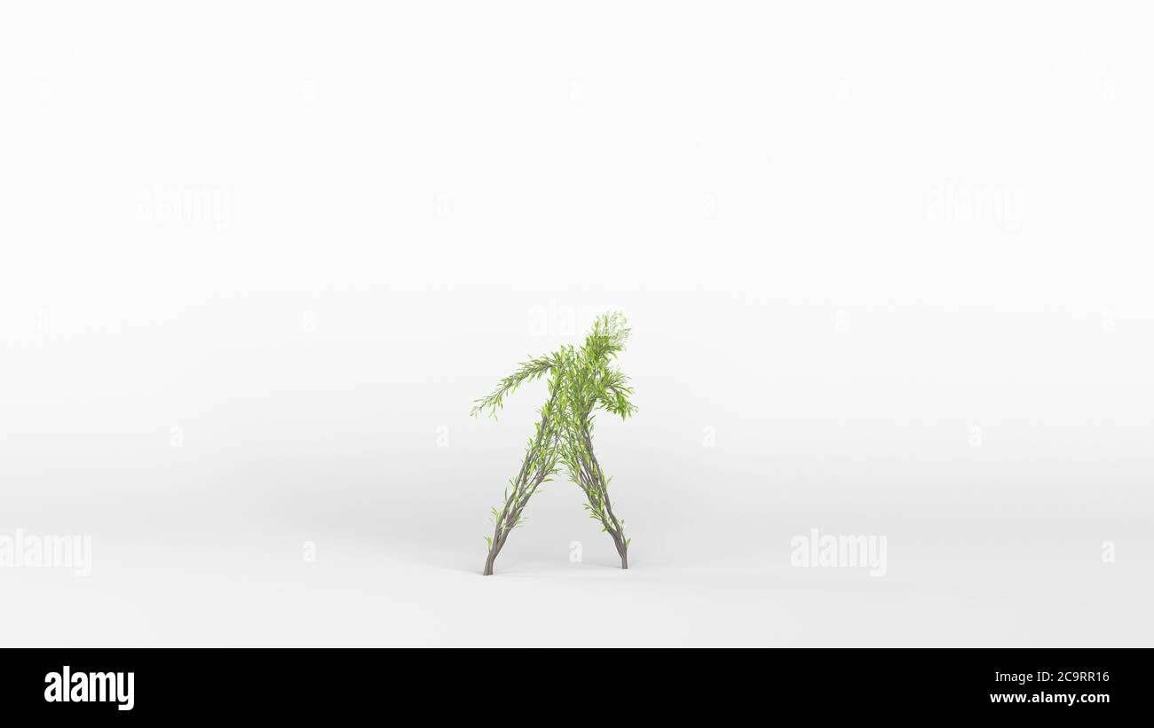 Growing Tree in a shape of a Human. Eco Concept. 3D rendering Stock ...
