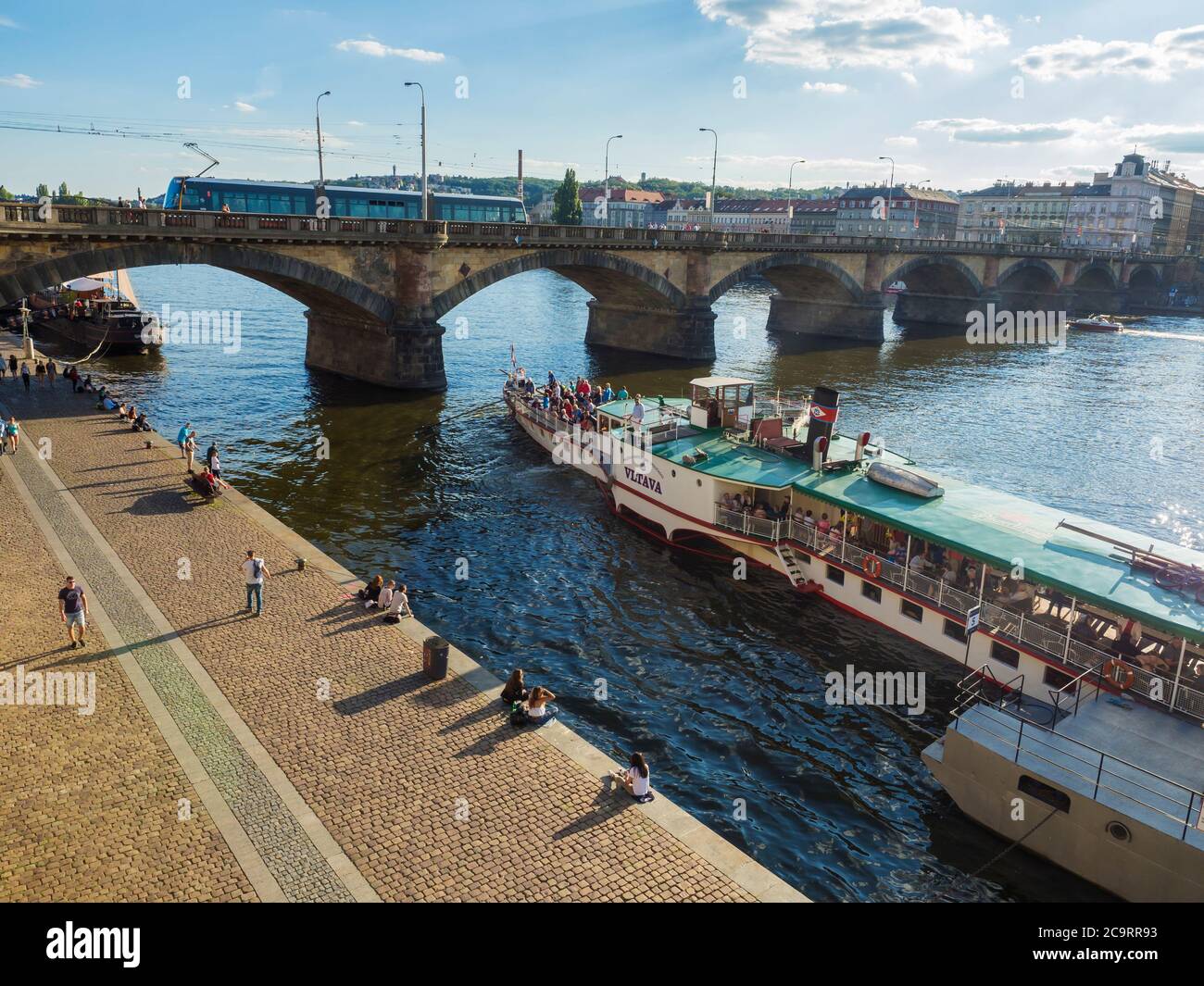 Czech Republic, Prague, September 8, 2018: Vltava river Prague ...