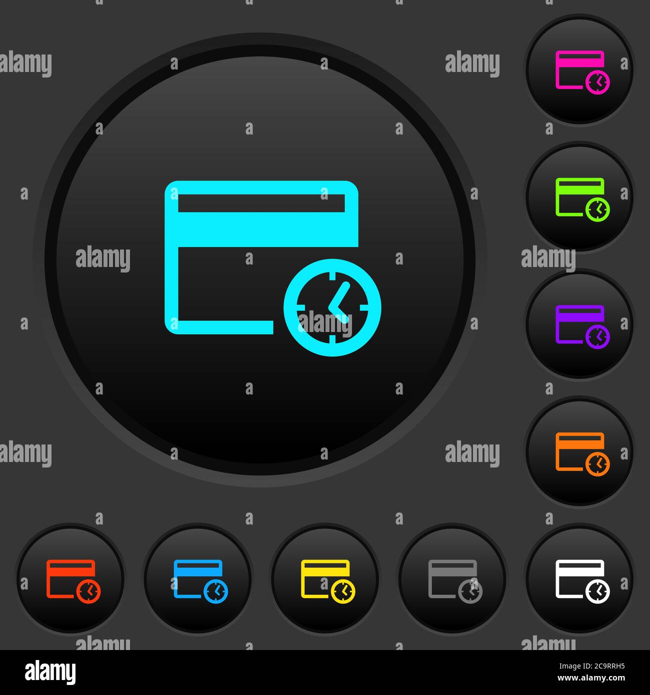 Credit card transaction history dark push buttons with vivid color ...