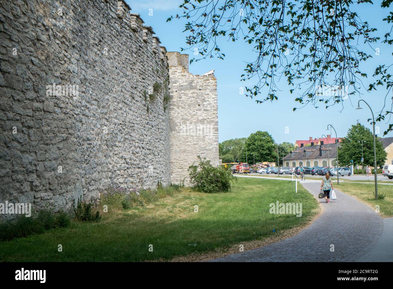 The medieval city wall in Visby on Swedens’ largest island Gotland ...