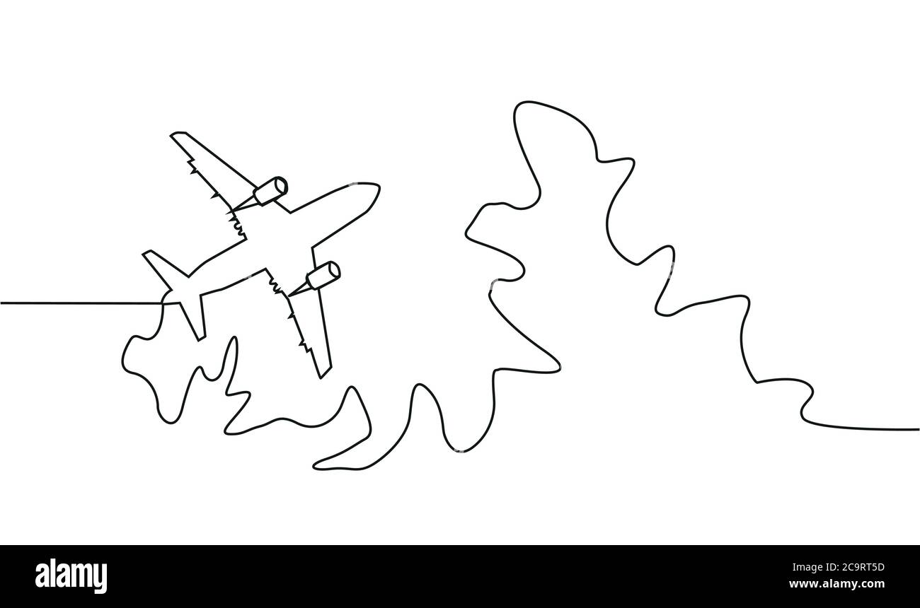 continuous line drawing of jet plane Stock Vector Image & Art - Alamy