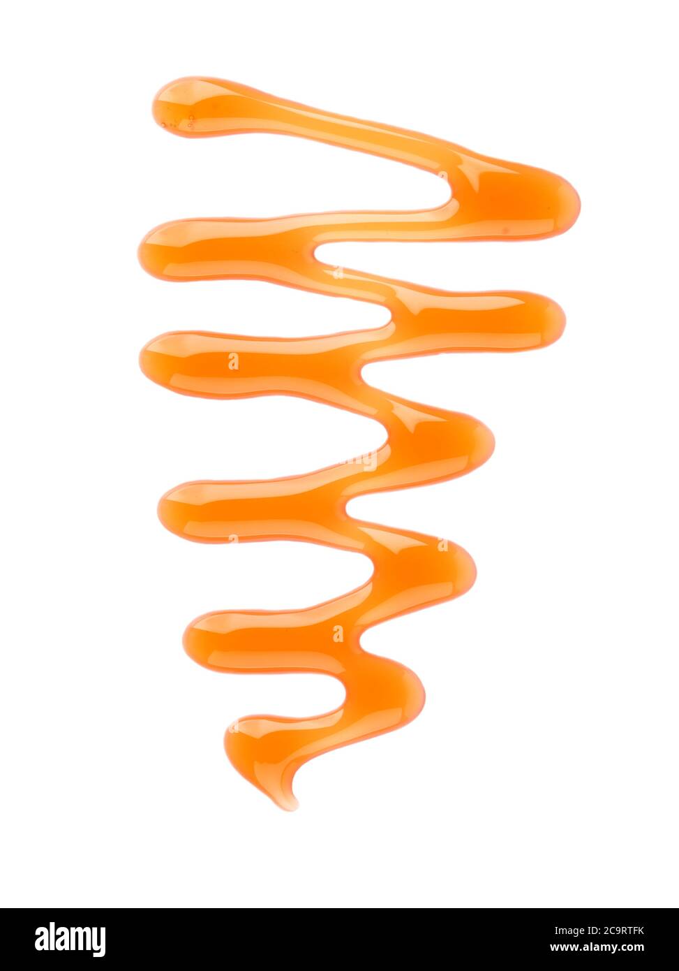 Maple syrup drizzle isolated on white background. Splashes of sweet ...