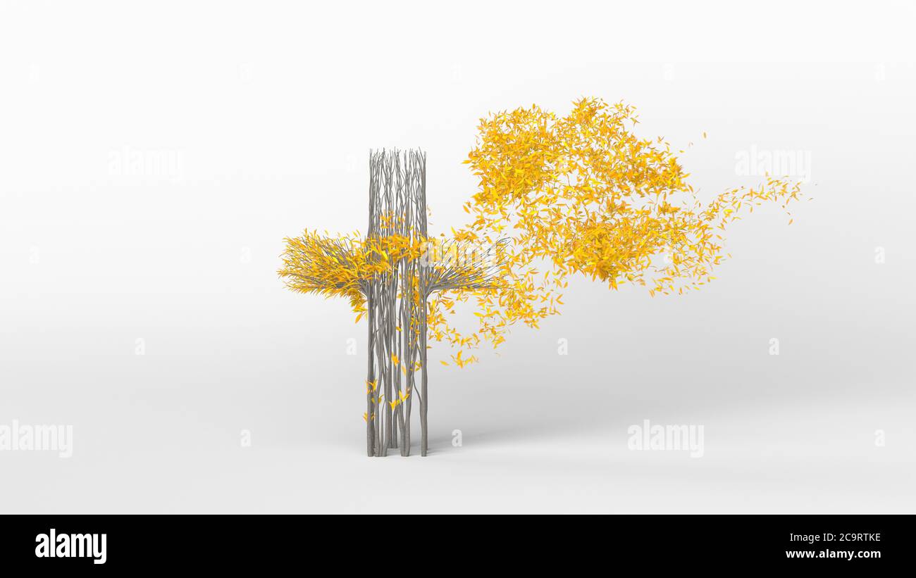 Growing Tree in a shape of a Cross. Eco Concept. 3D rendering Stock ...