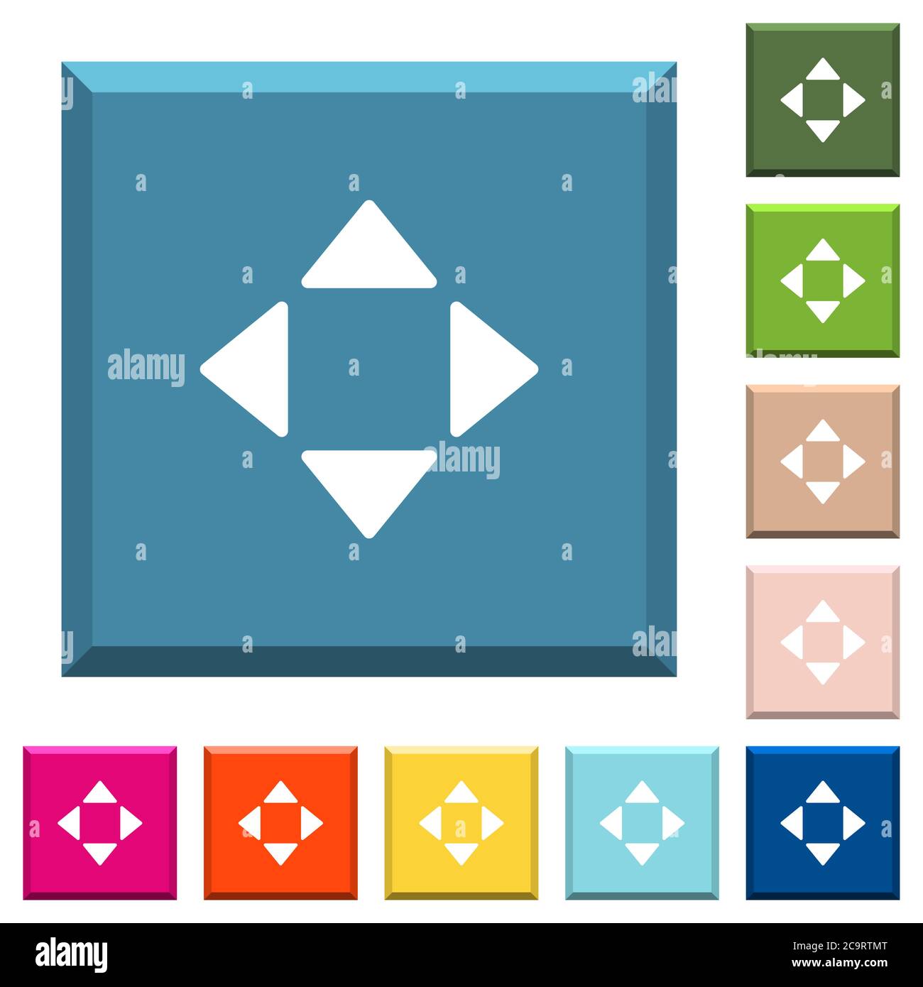 Control arrows white icons on edged square buttons in various trendy ...