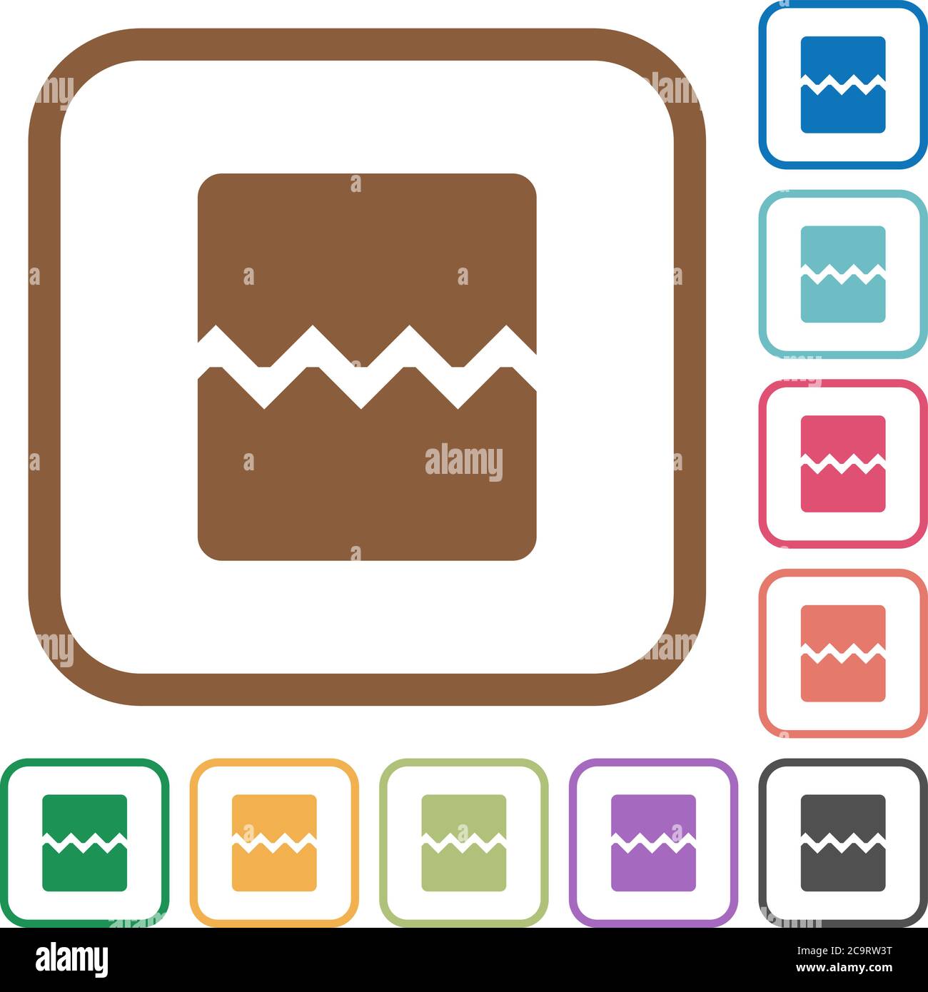 Page break simple icons in color rounded square frames on white ...