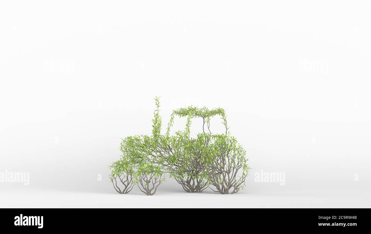 Growing Tree in a shape of Tractor. Eco Concept. 3D rendering Stock ...