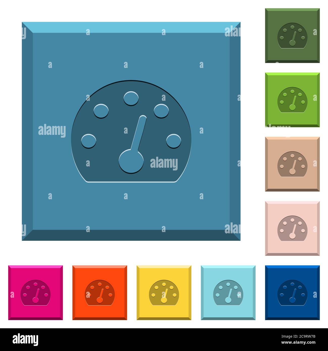 Dashboard engraved icons on edged square buttons in various trendy ...