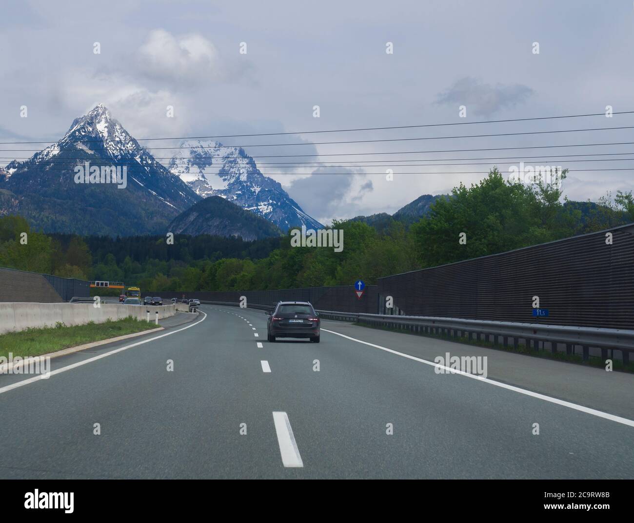 GERMANY, Bavaria, May 5, 2019: View of driver car window looking at ...