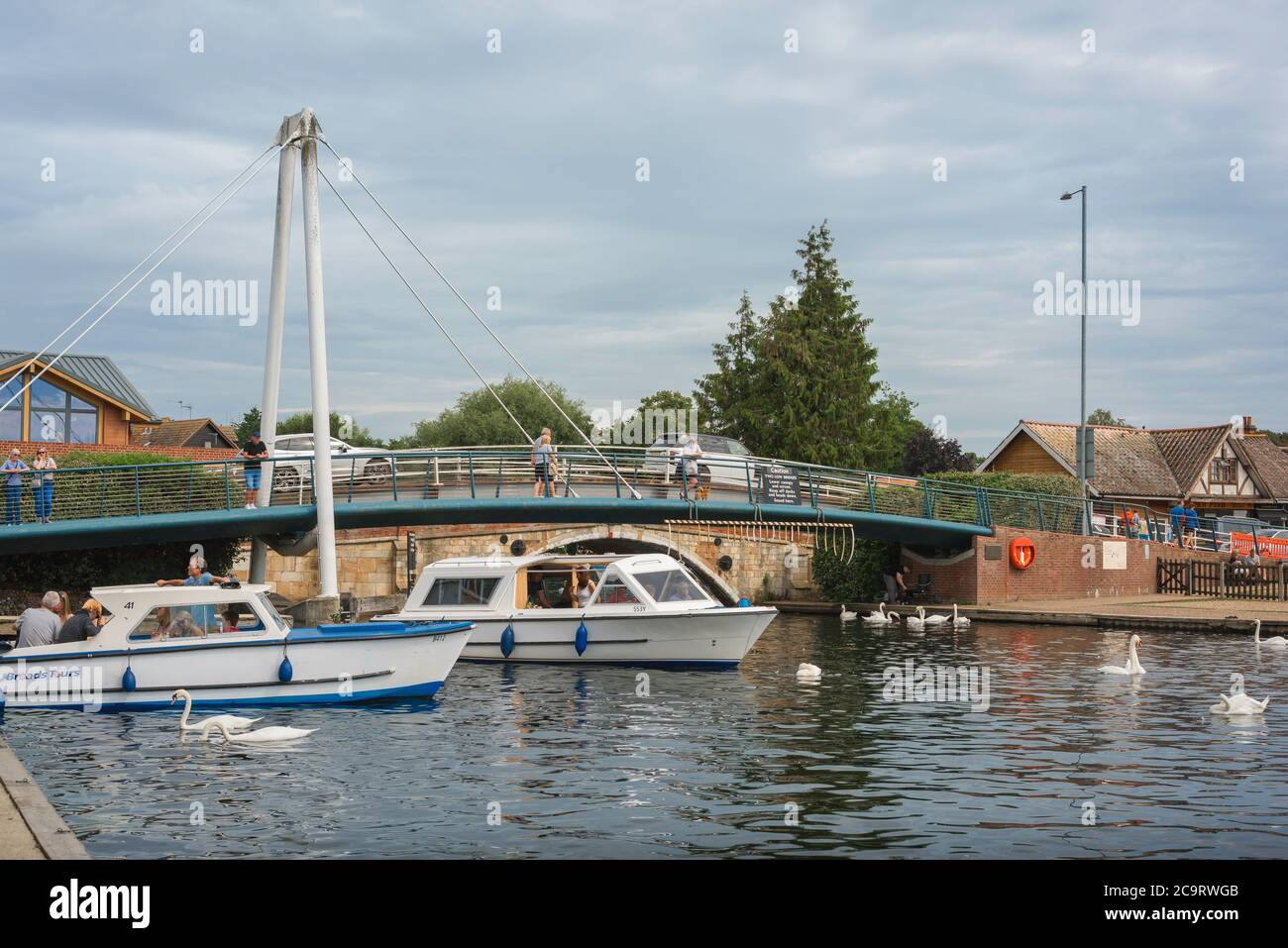 Wroxham Norfolk Broads, view of pleasure boats sailing on the River ...