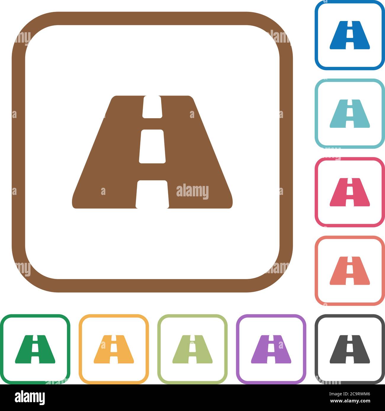 Road simple icons in color rounded square frames on white background Stock Vector Image & Art ...