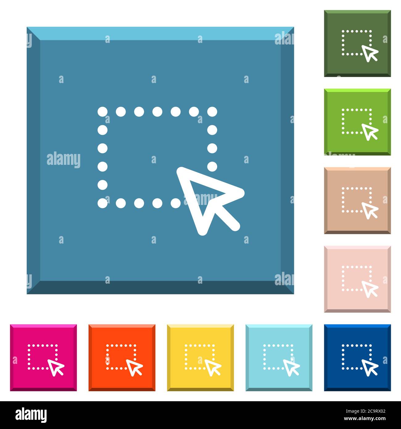 Drag and drop operation white icons on edged square buttons in various ...