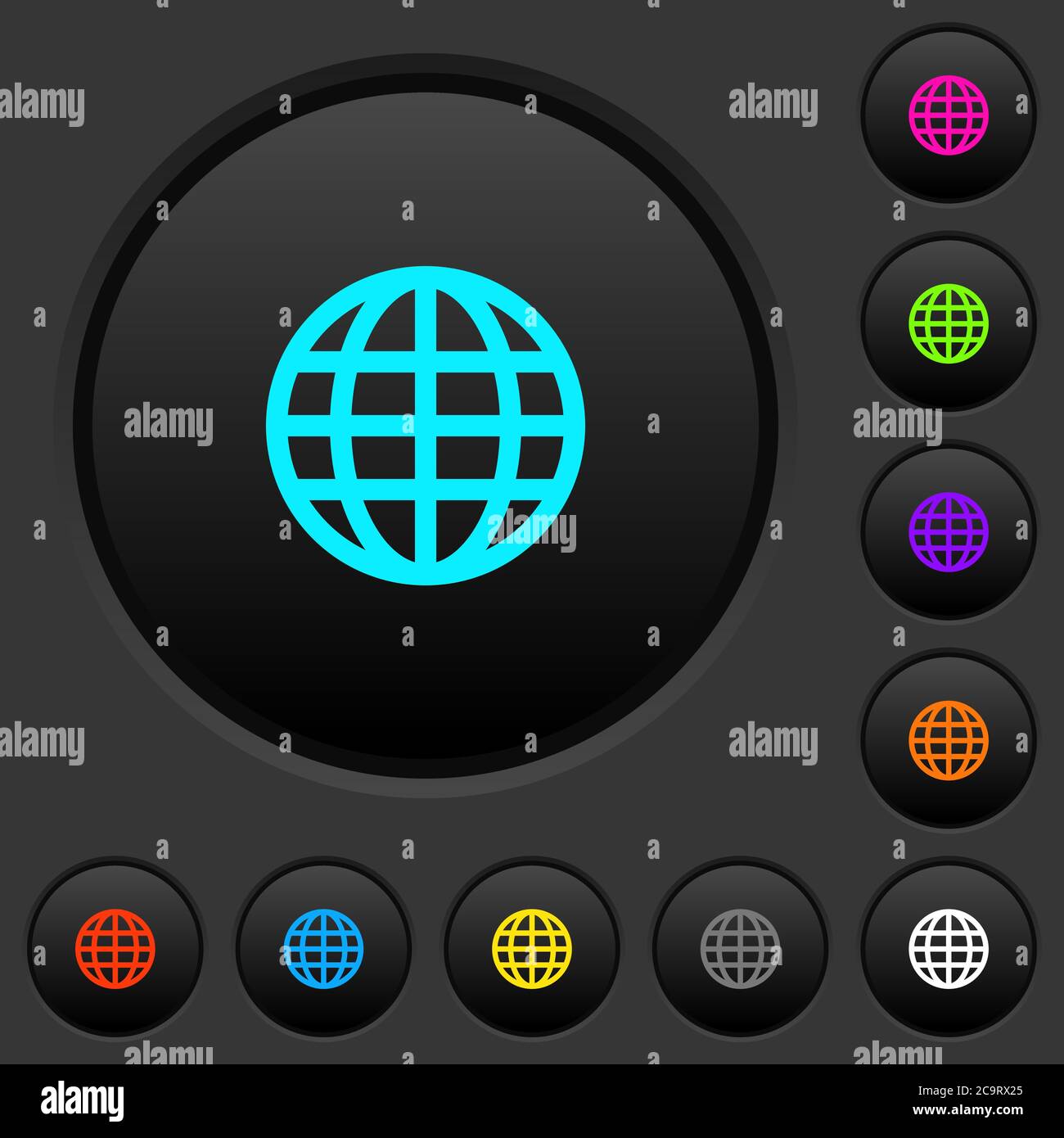 Globe dark push buttons with vivid color icons on dark grey background Stock Vector Image & Art ...