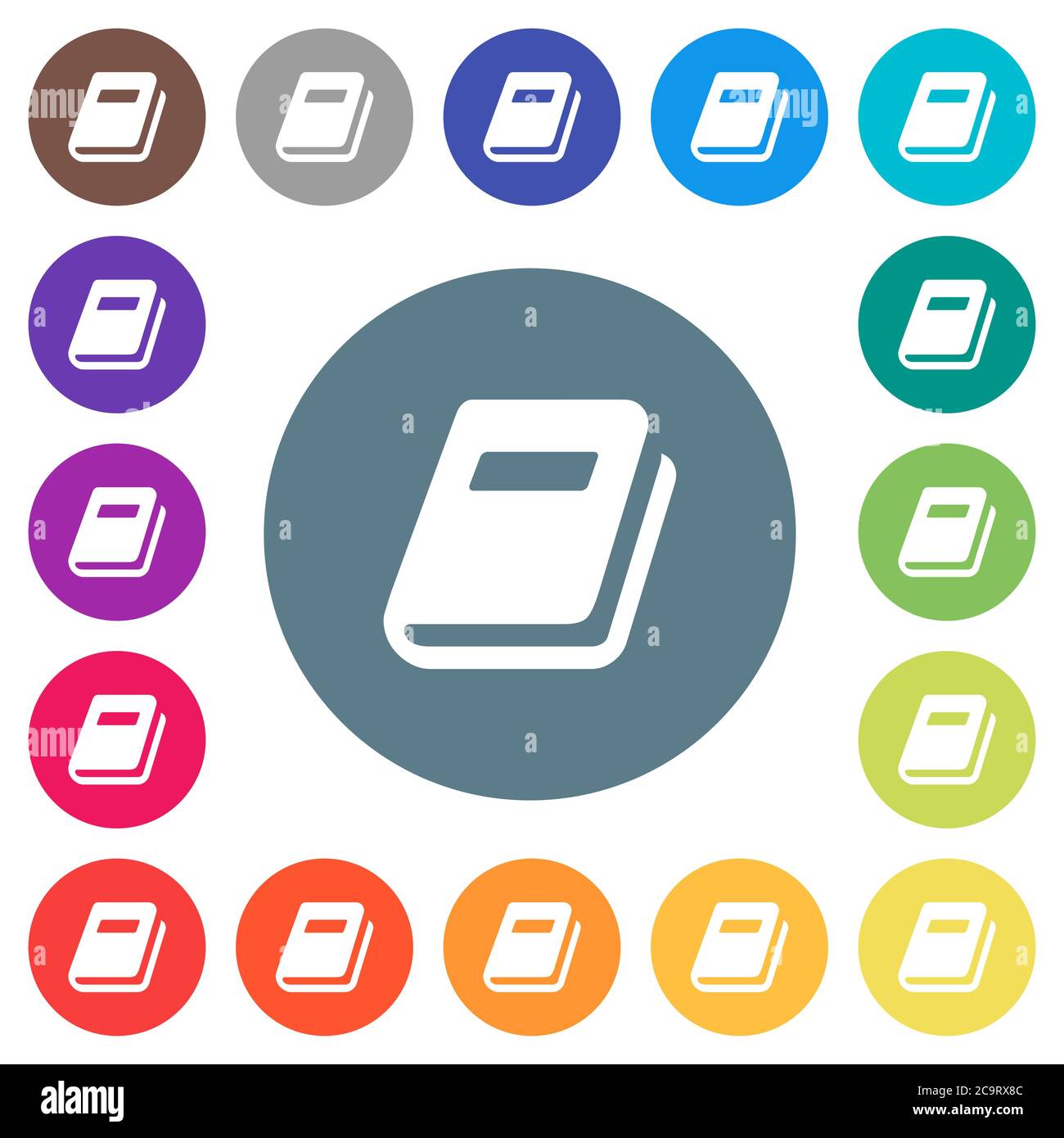 Personal diary flat white icons on round color backgrounds. 17 ...
