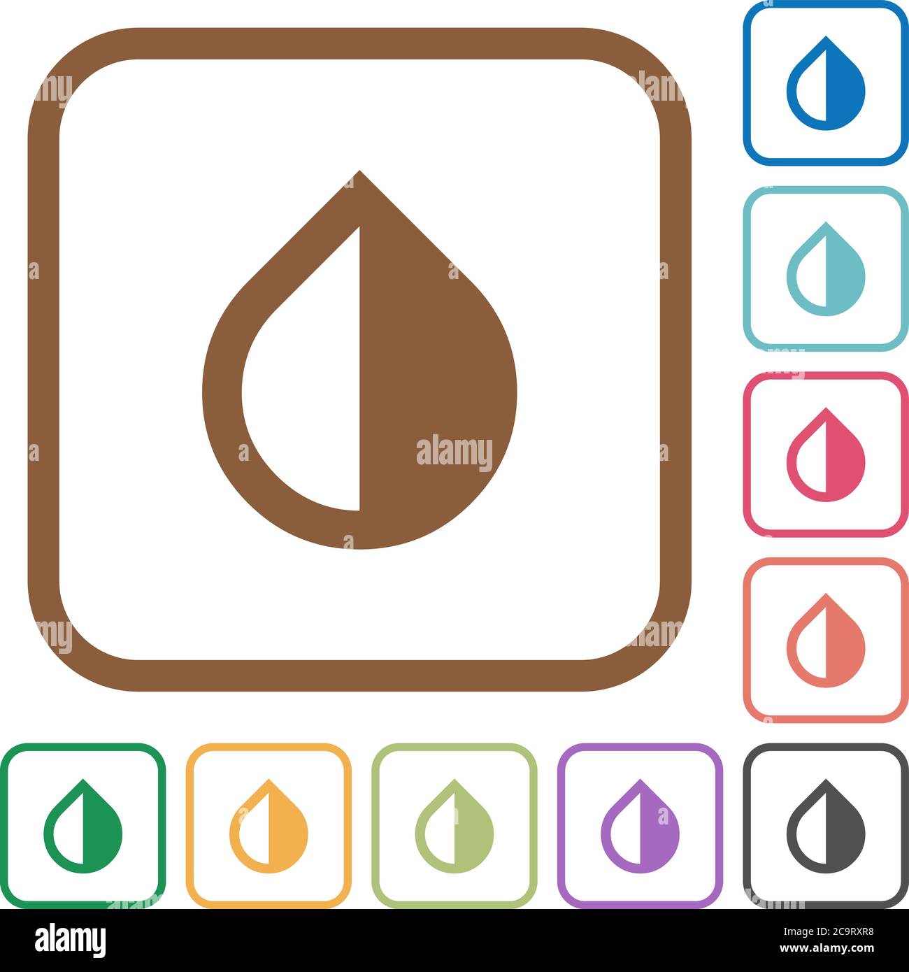 Invert colors simple icons in color rounded square frames on white ...