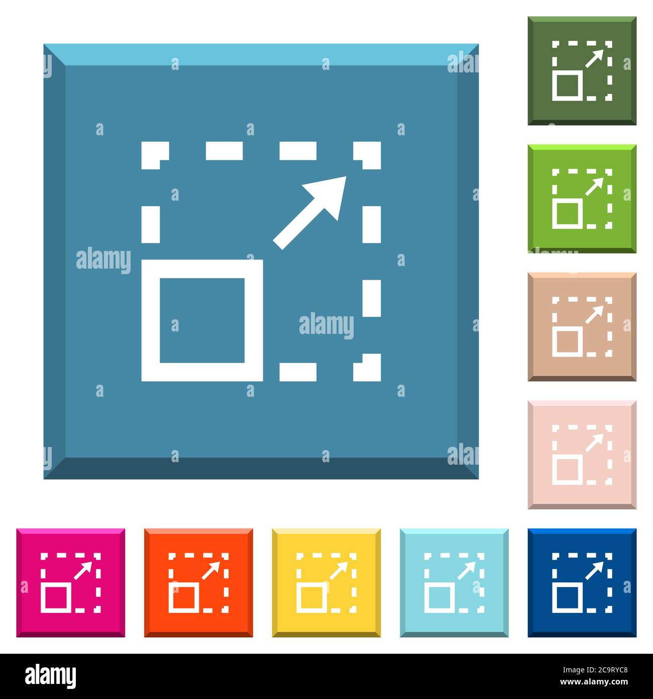 Maximize element white icons on edged square buttons in various trendy ...