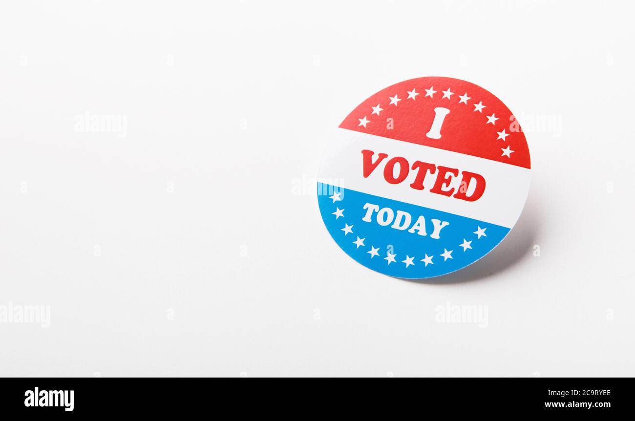 American vote sticker isolated on white background Stock Photo - Alamy