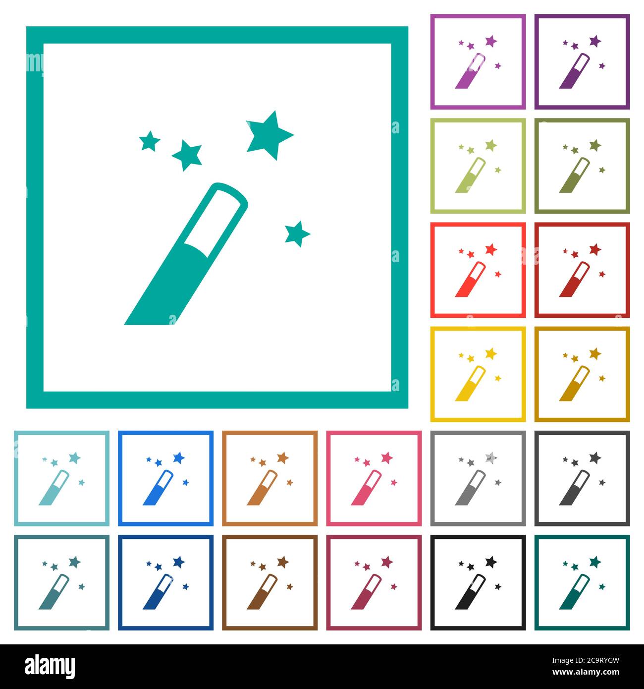 Application wizard flat color icons with quadrant frames on white ...