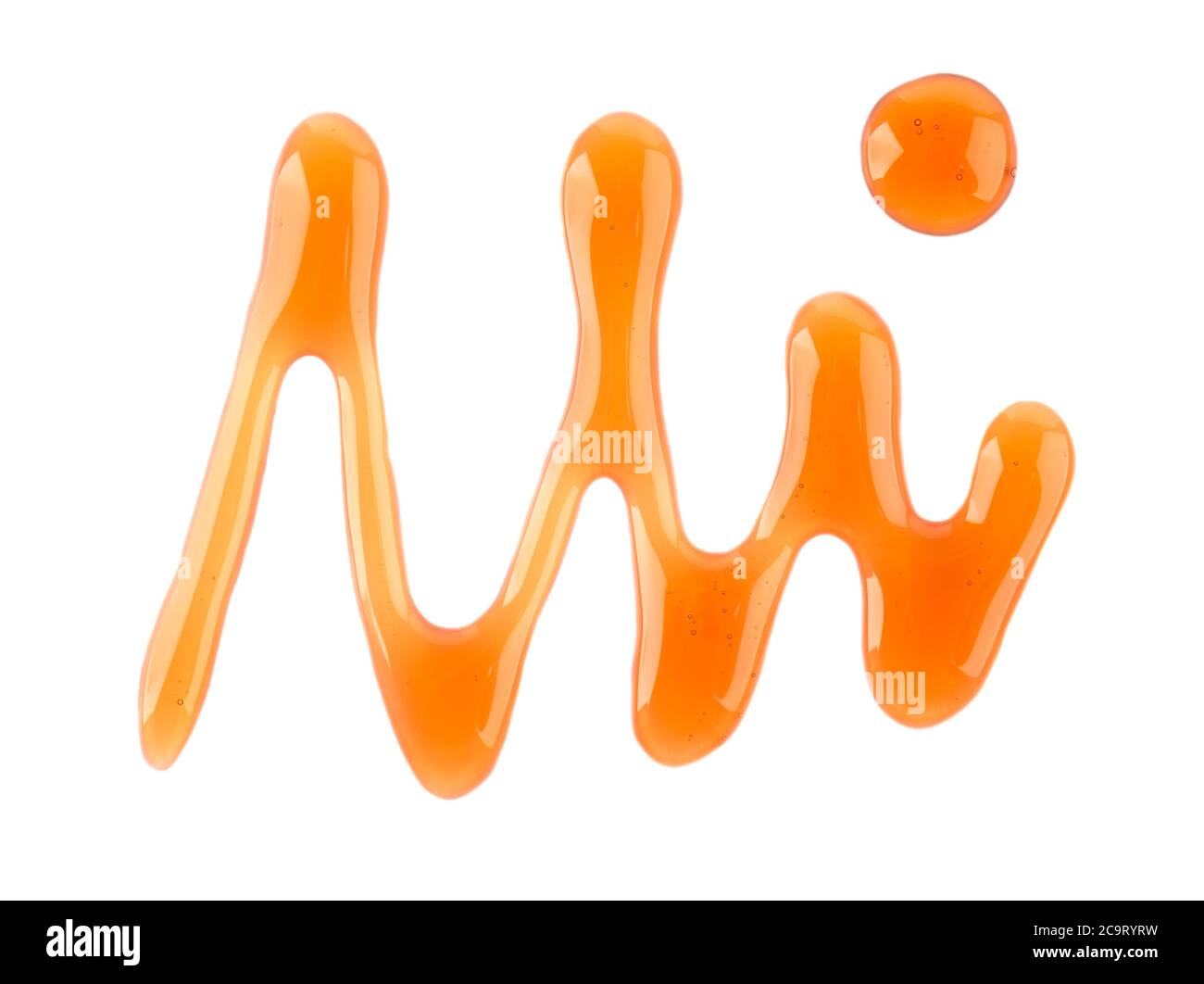 Maple syrup drizzle isolated on white background. Splashes of sweet ...