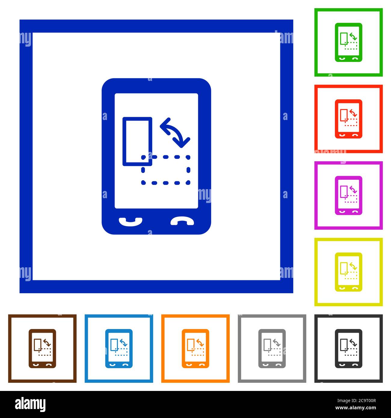 Change mobile display orientation flat color icons in square frames on ...