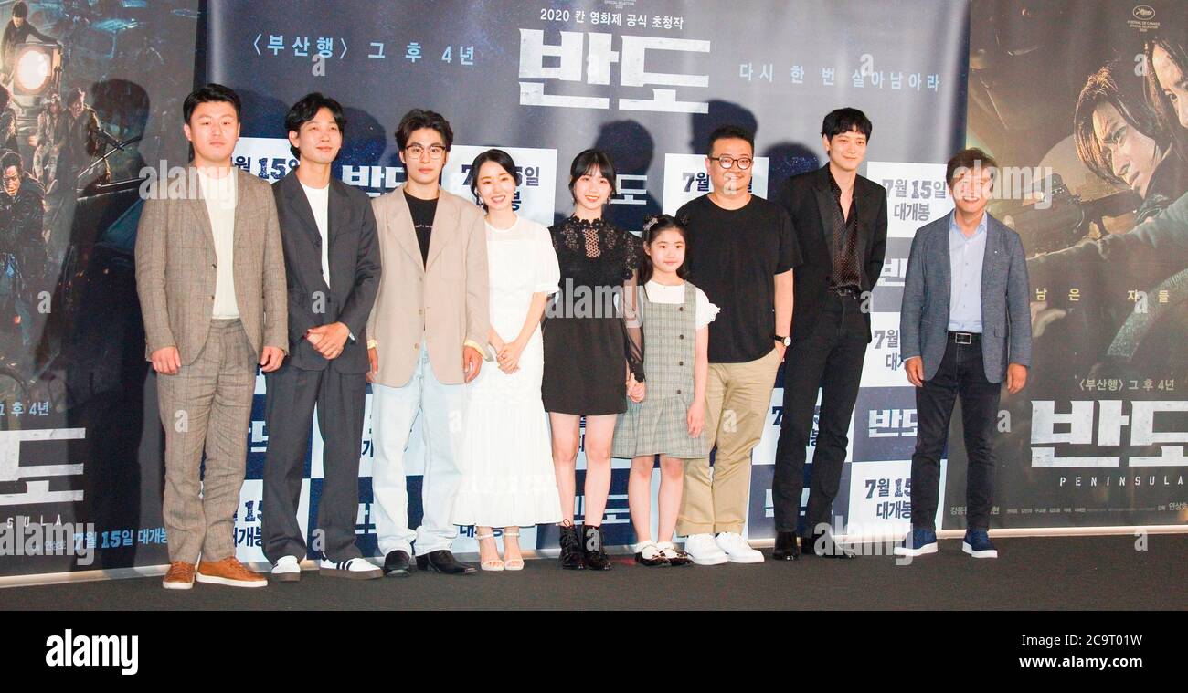 Cast members and director of movie "Peninsula", July 9, 2020 : (L-R ...