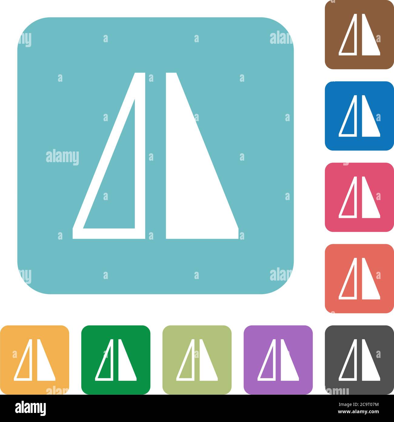 Flip horizontal white flat icons on color rounded square backgrounds ...