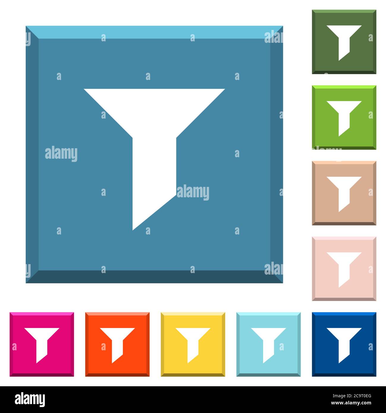 Filter icons white icons on edged square buttons in various trendy ...