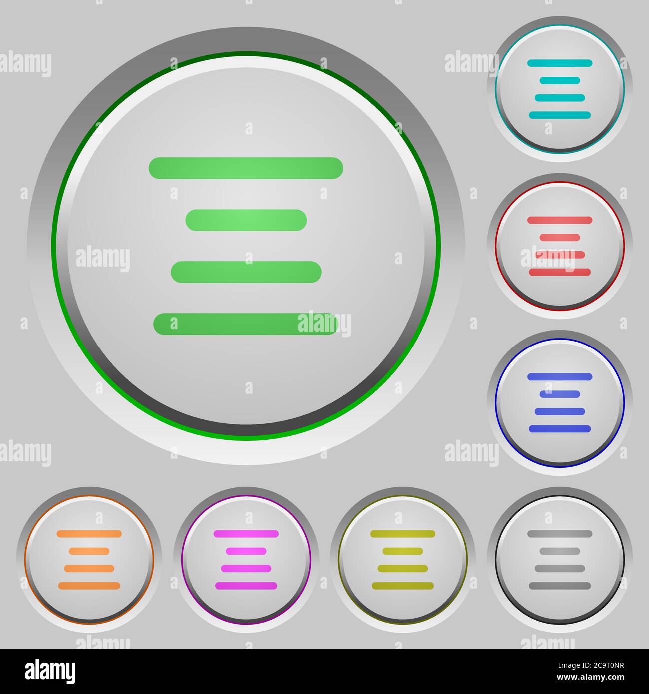 Text align center color icons on sunk push buttons Stock Vector Image ...