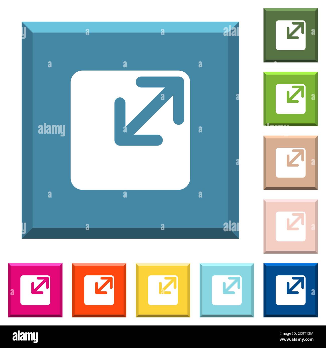 Resize window white icons on edged square buttons in various trendy ...
