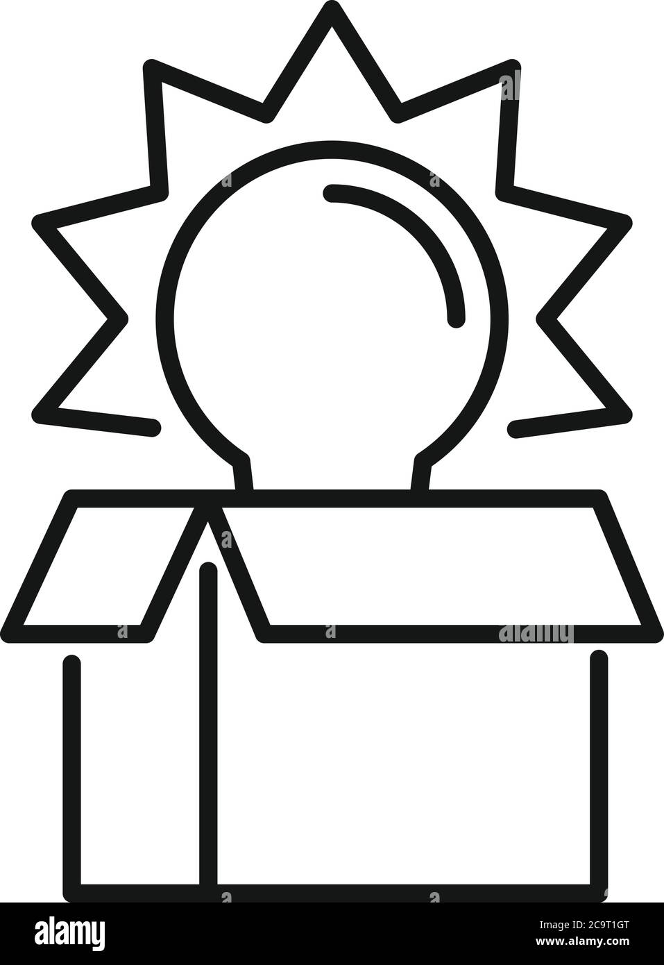 Unboxed idea innovation icon. Outline unboxed idea innovation vector ...