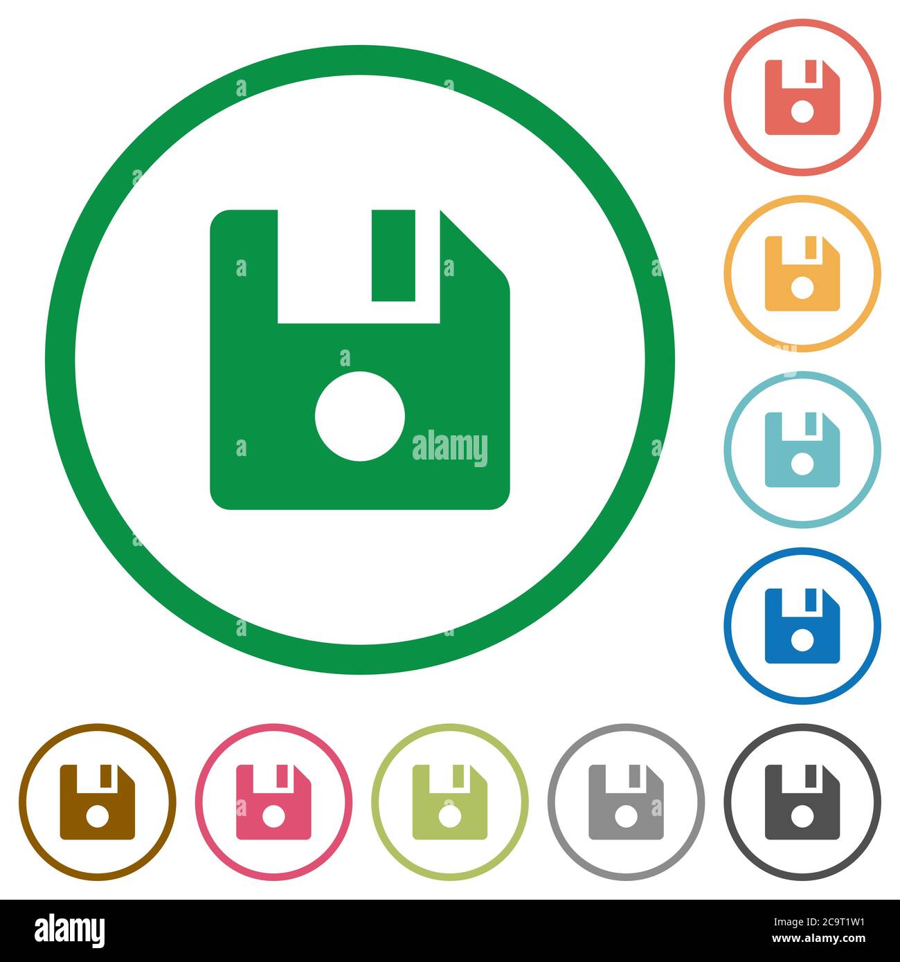 File record flat color icons in round outlines on white background ...