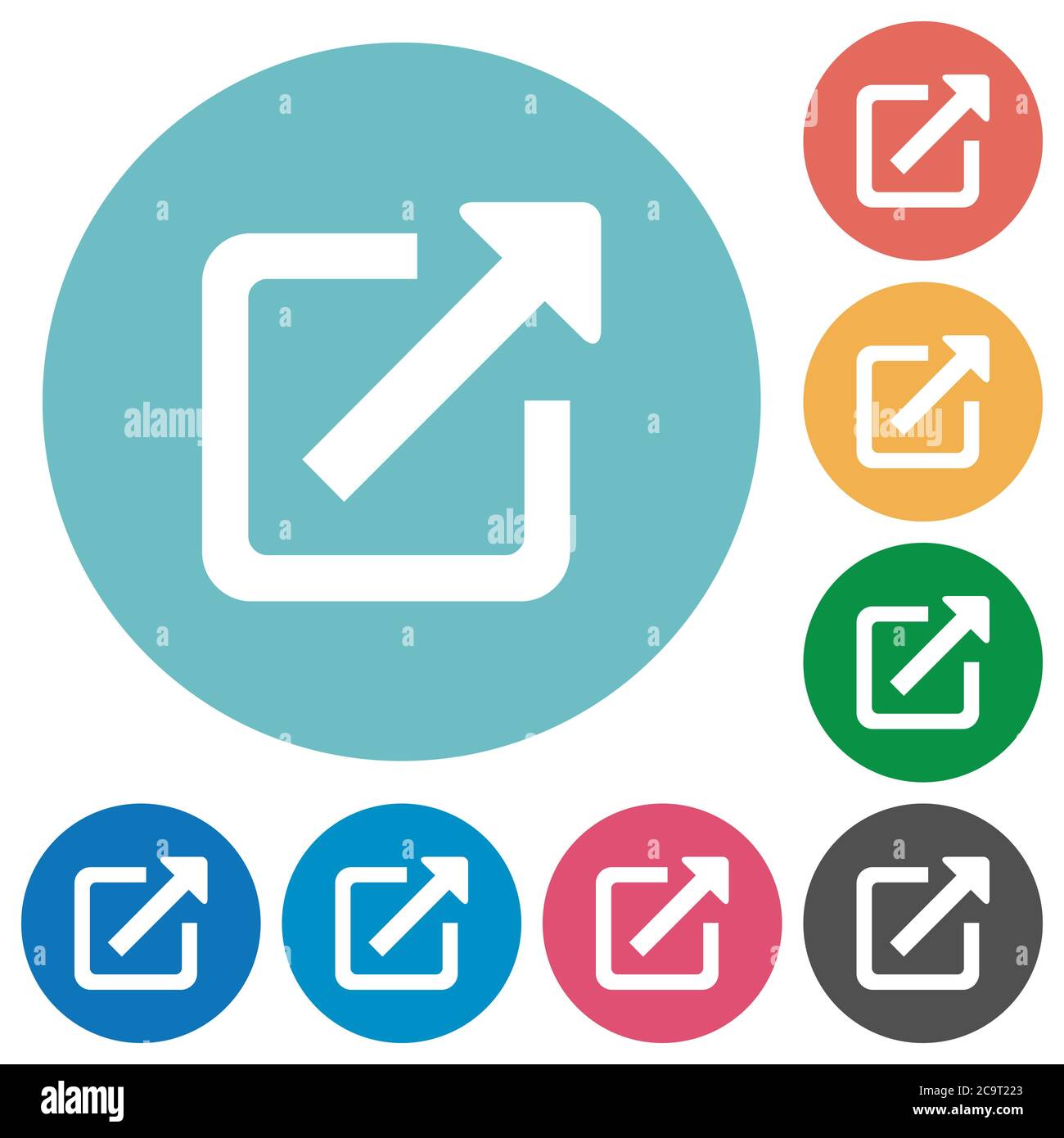 External link flat white icons on round color backgrounds Stock Vector ...