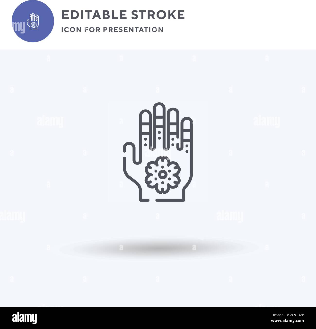 Henna Painted Hand icon vector, filled flat sign, solid pictogram ...