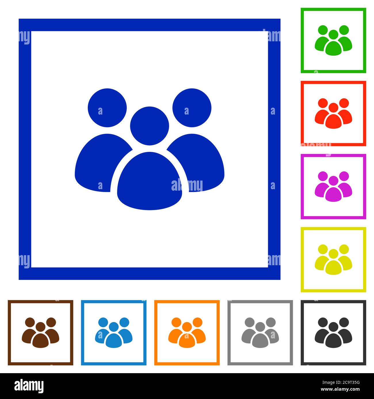 Team flat color icons in square frames on white background Stock Vector ...