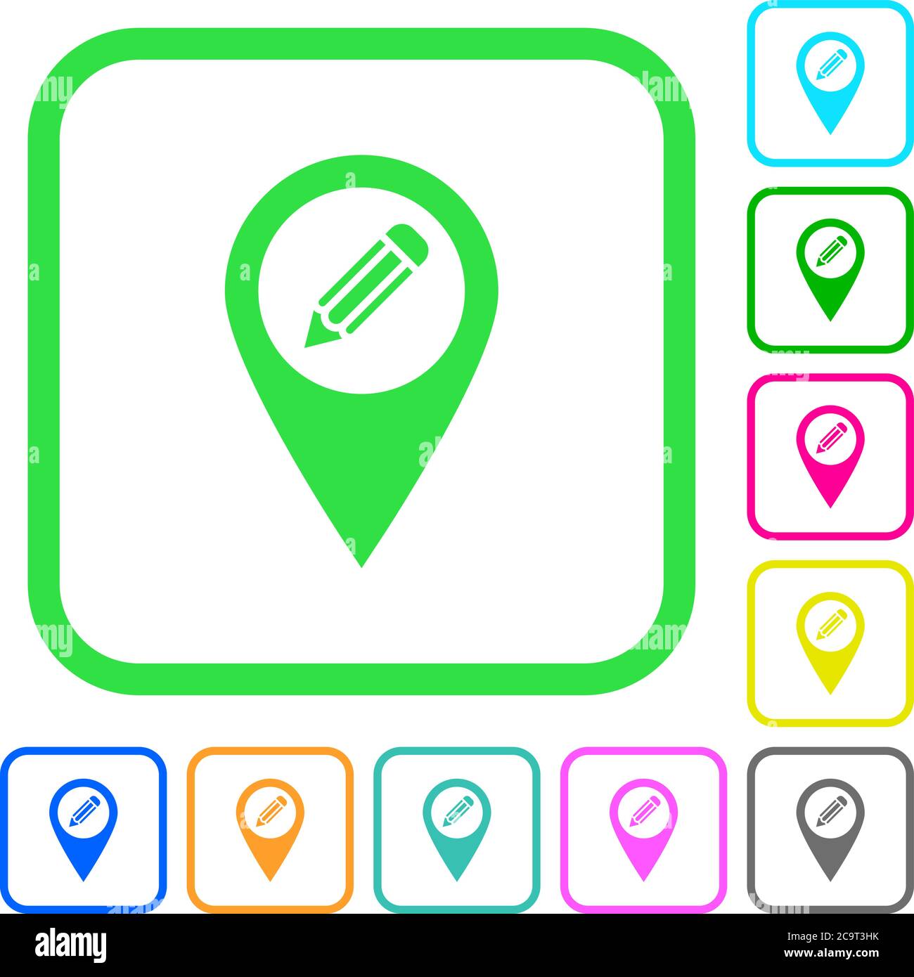 Edit GPS map location vivid colored flat icons in curved borders on ...