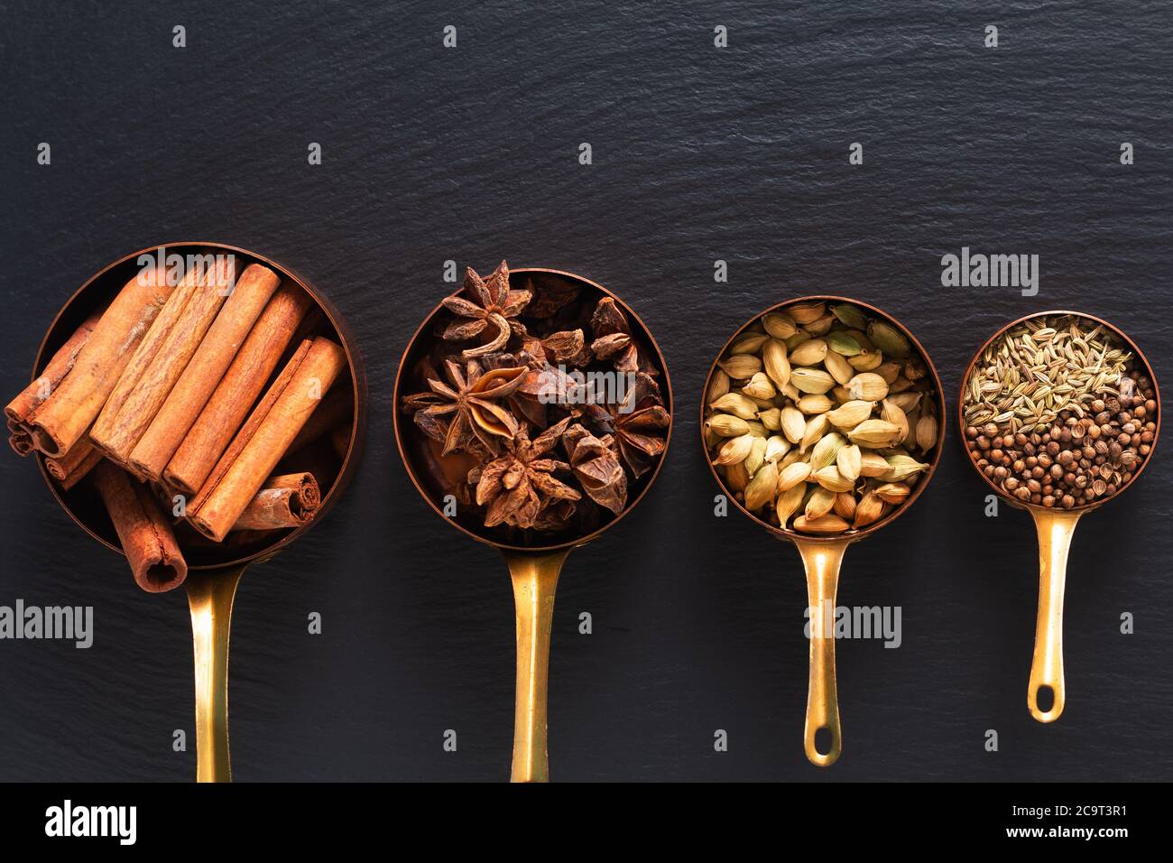 Food concept mix of masala spices, cinnamon, fennel, star anise ...