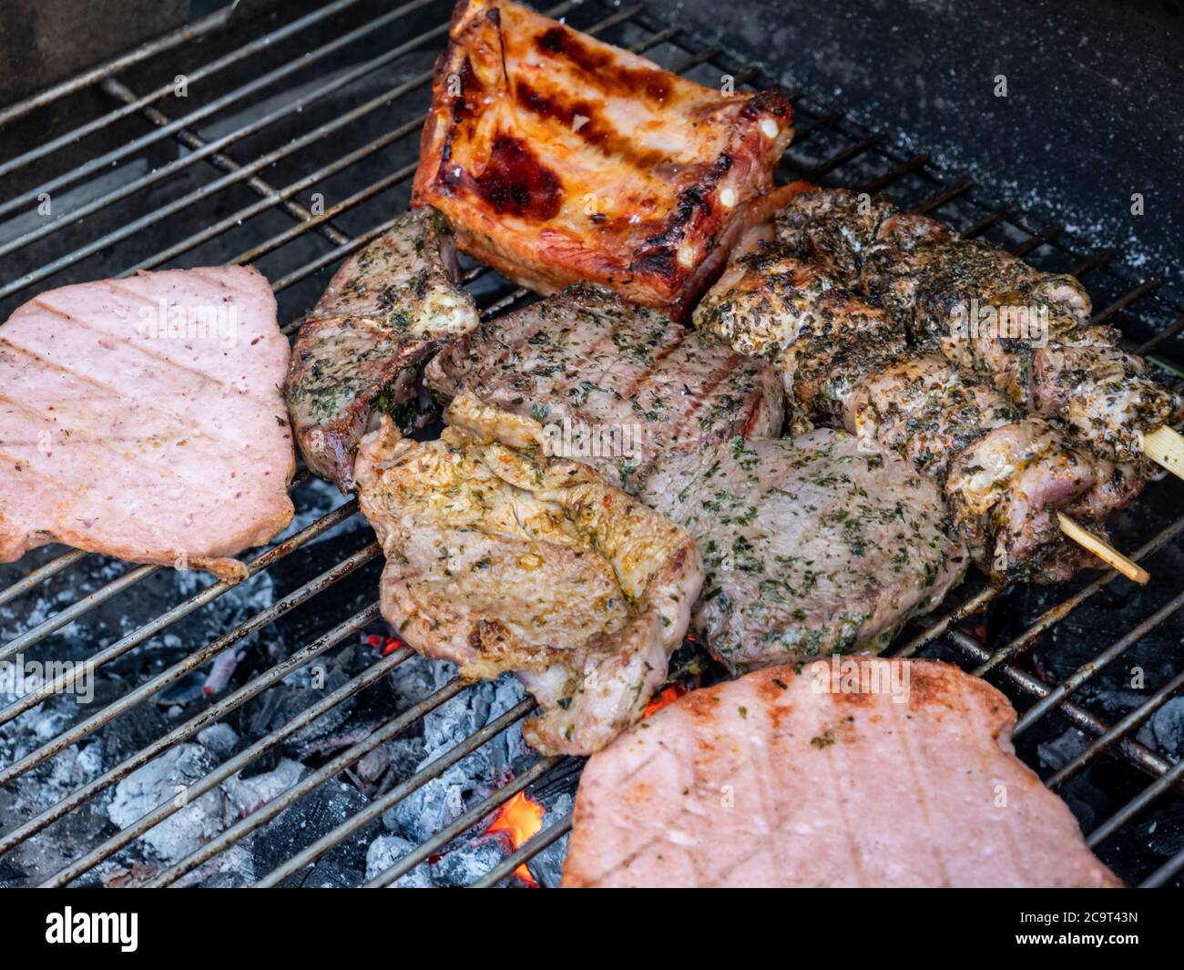 grilled meat on the grill Stock Photo - Alamy
