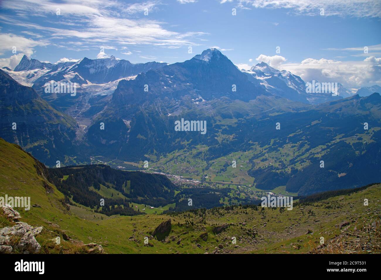 Hiking in the swiss alps: High alpine route above Grindelwald (Jungfrau region, Canton Bern ...