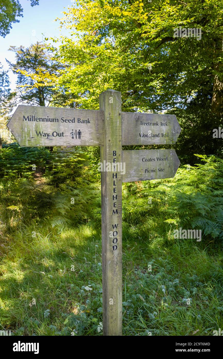 Signpost guide to places of interest at Wakehurst (Wakehurst Place), a ...