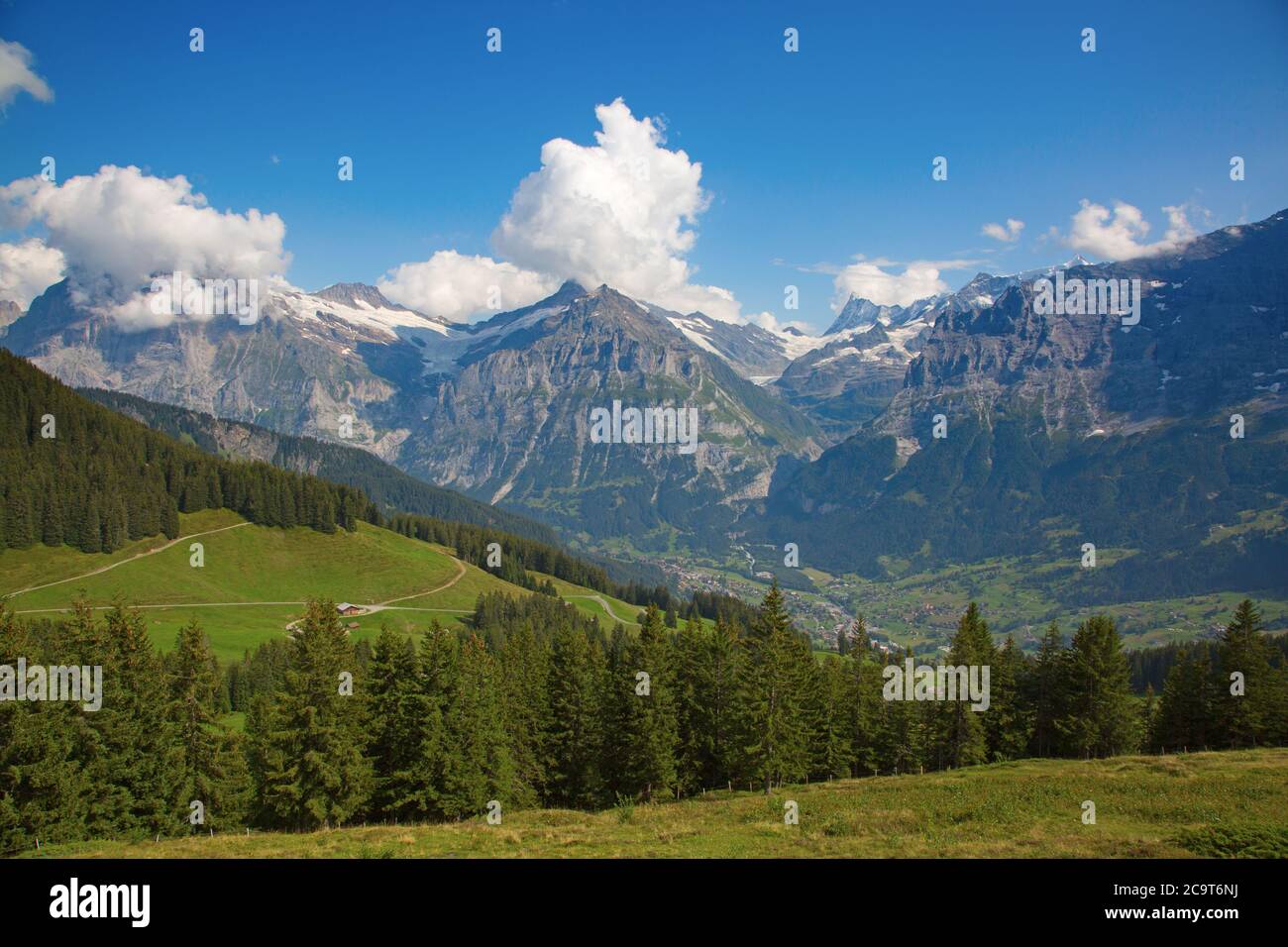 Hiking in the swiss alps: High alpine route above Grindelwald (Jungfrau region, Canton Bern ...
