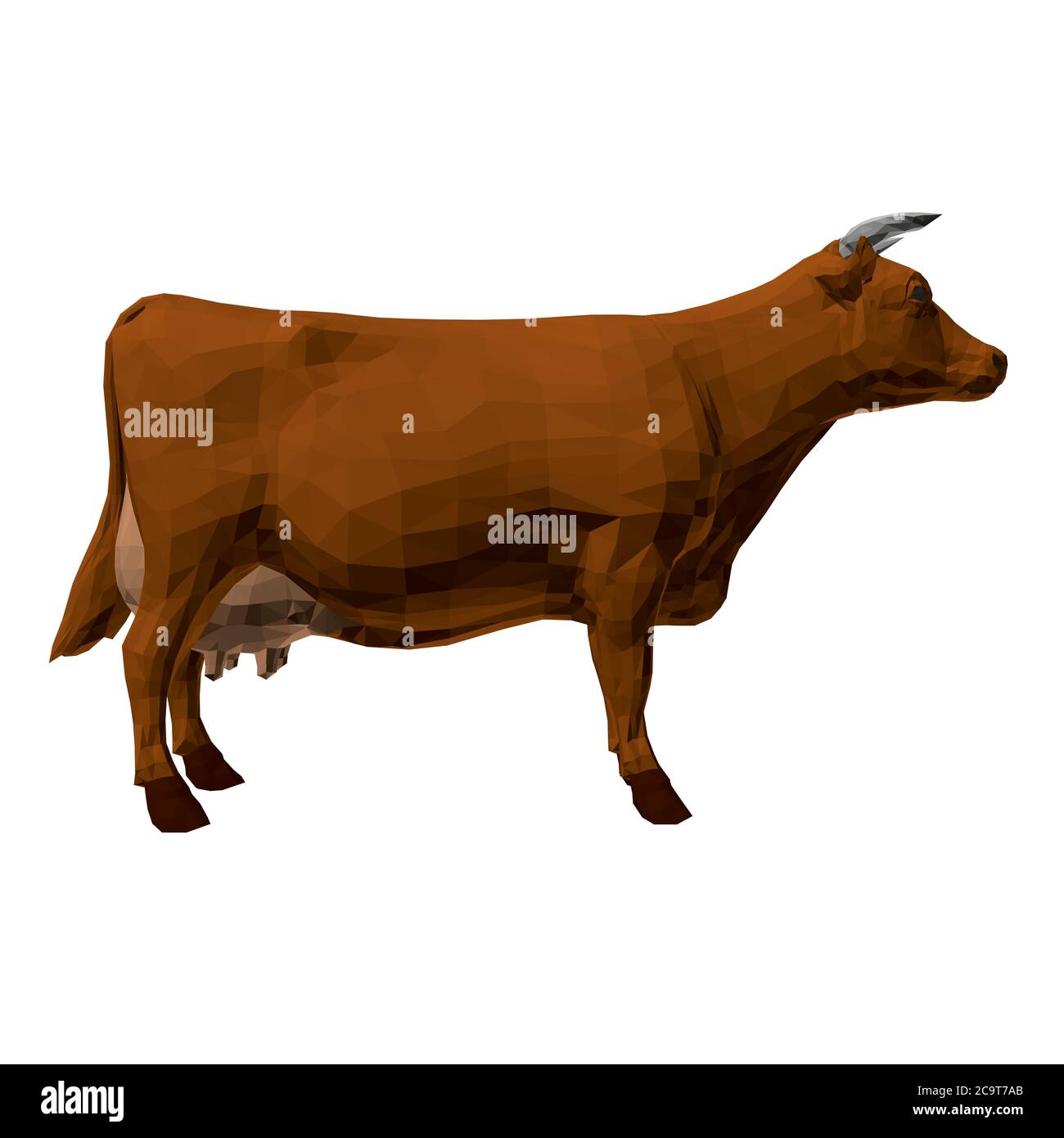 Low poly brown cow. Side view. 3D. Vector illustration Stock Vector ...