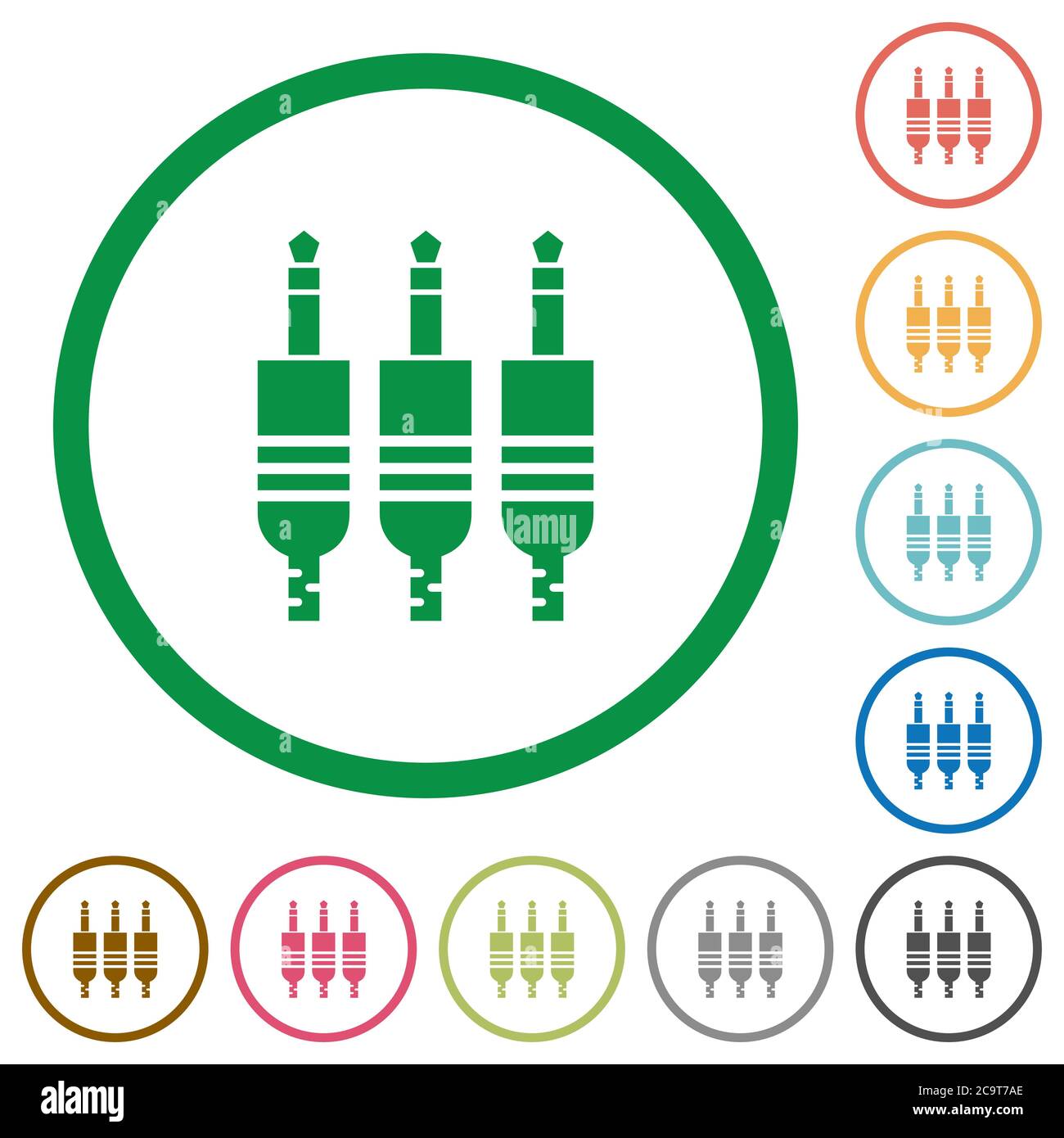 Analog jack connectors flat color icons in round outlines on white background Stock Vector Image ...